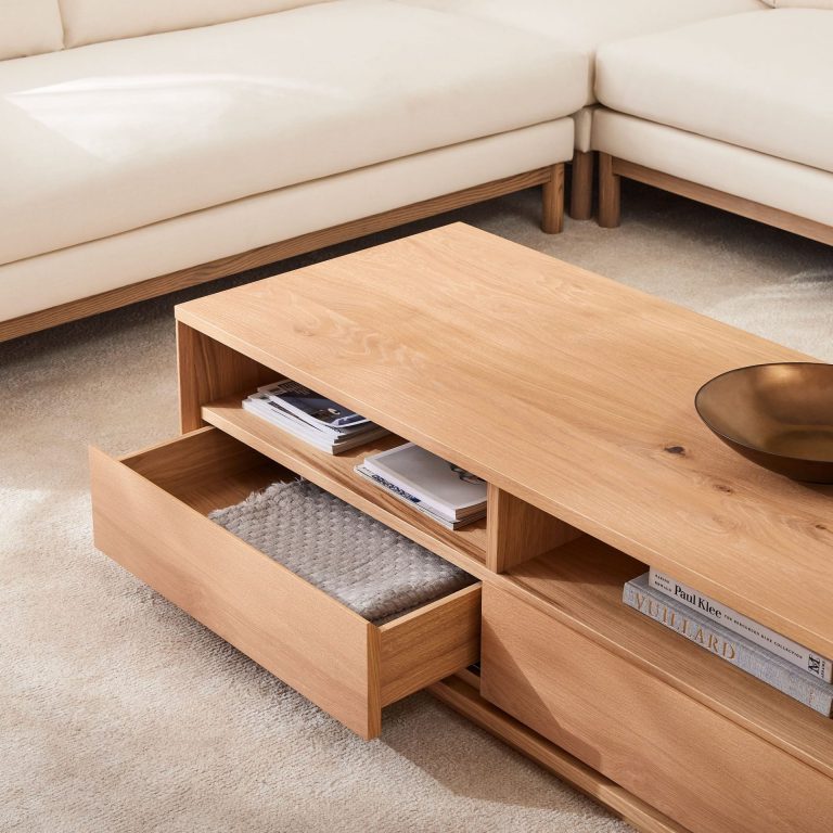 23 Stunning Wooden Coffee Tables with Storage - Happily Inspired